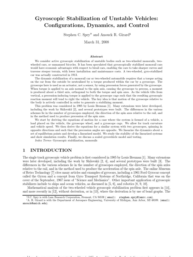 Gyro Vehicle | PDF | Gyroscope | Motion (Physics)