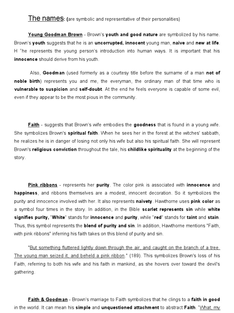 Symbolism in Young Goodman Brown | PDF | Devil | Faith