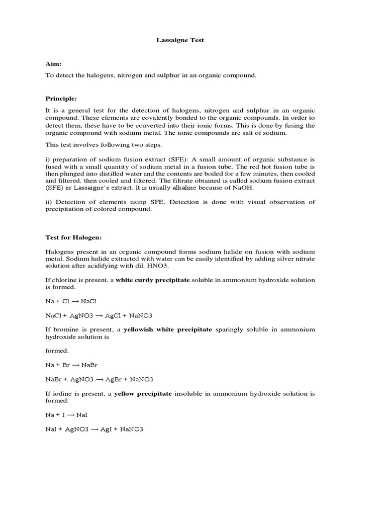 Lassaigne's Test | PDF | Cyanide | Precipitation (Chemistry)