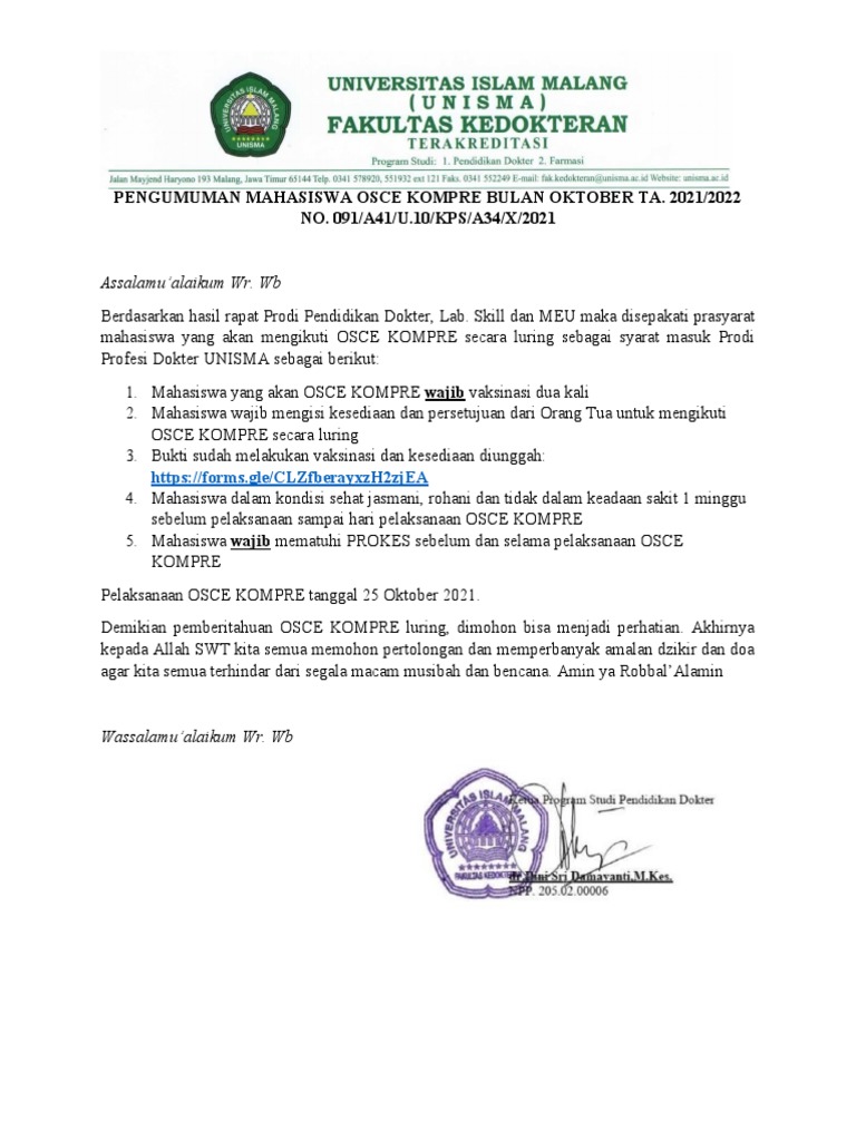 Persyaratan OSCE KOMPRE Luring 2021 | PDF | Sains & Matematika