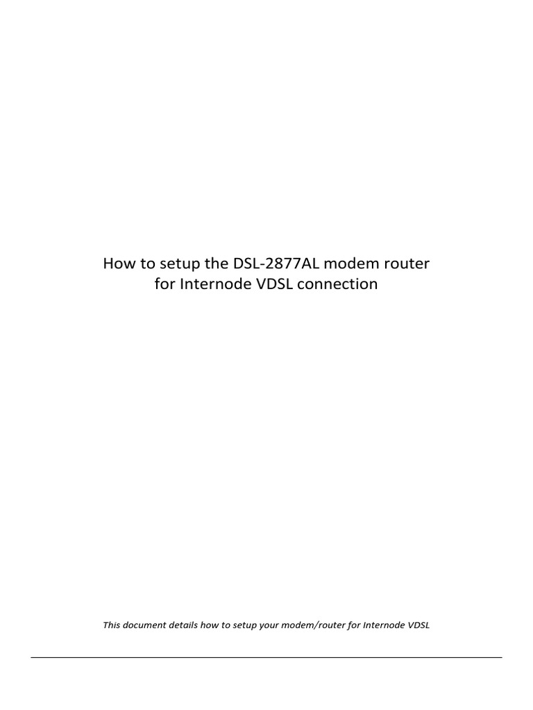 How To Setup VDSL Connection With Internode On DSL-2877AL | PDF ...