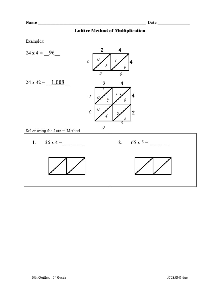 Lattice Worksheets Lattice Multiplication Poster :: Teacher Resources