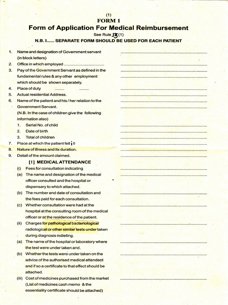 Medical Reimbursement Application Form | PDF | Hospital | Clinical Medicine