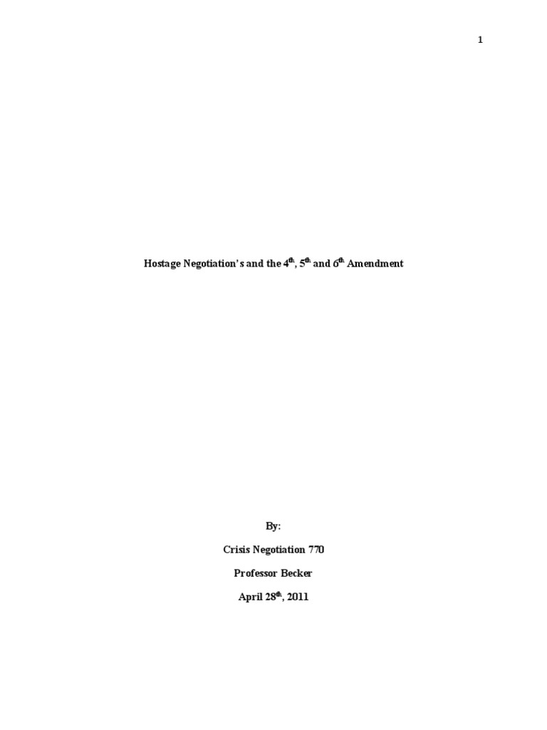 Hostage Negotiation Paper | PDF | Miranda Warning | Search And Seizure