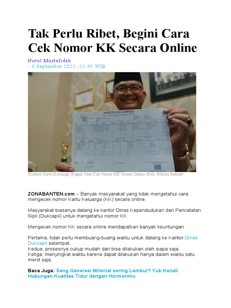 Tak Perlu Ribet, Begini Cara Cek Nomor KK Secara Online | PDF