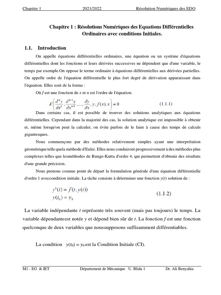 Cours - TP - EDO | PDF | Équations | Fonction (Mathématiques)