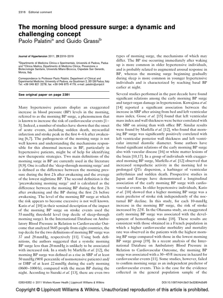 The Morning Blood Pressure Surge: A Dynamic and Challenging Concept ...