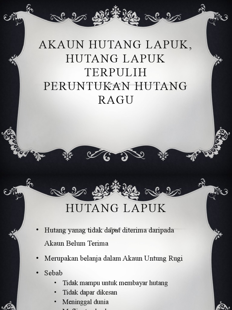 Akaun Hutang Lapuk, Hutang Lapuk Terpulih | PDF
