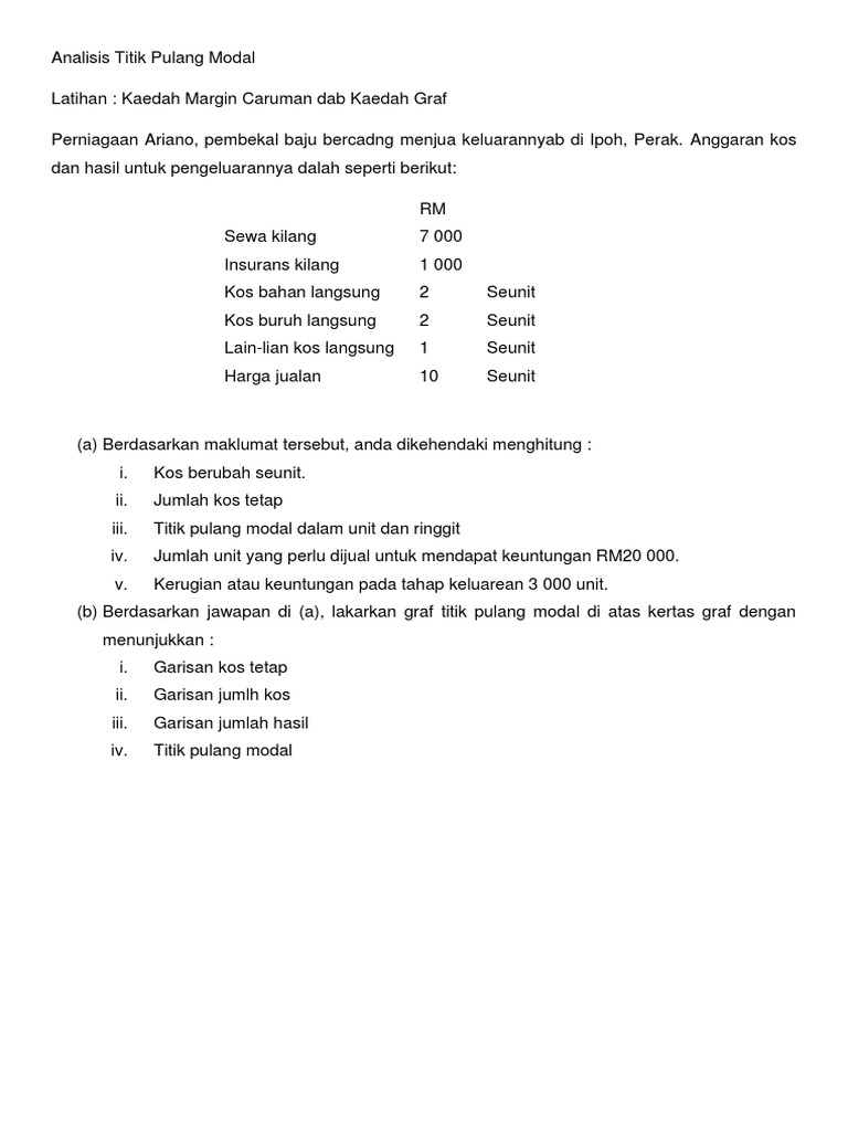 Analisis Titik Pulang Modal | PDF