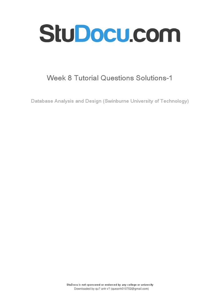 Week 8 Tutorial Questions Solutions 1 | PDF | Computing | Information ...