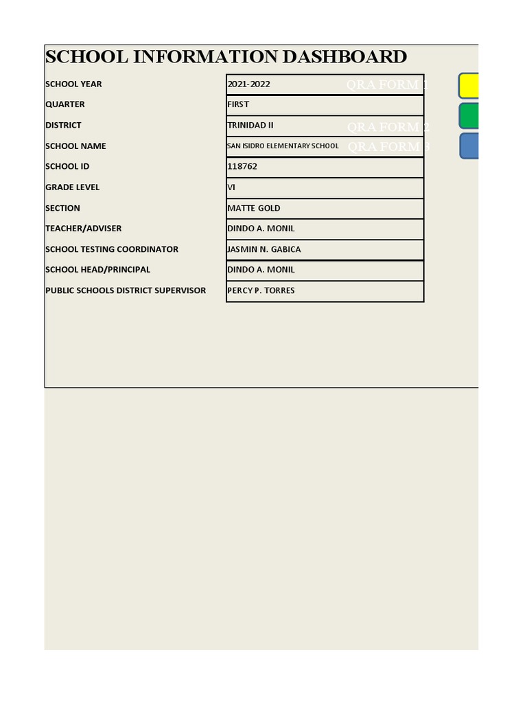 School Information Dashboard: Qra Form 1 Qra Form 2 Qra Form 3 | PDF