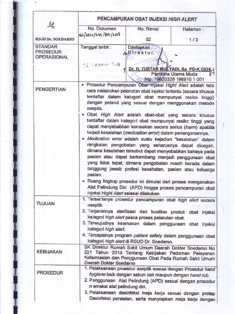 Pencampuran Obat Injeksi High Alert | PDF