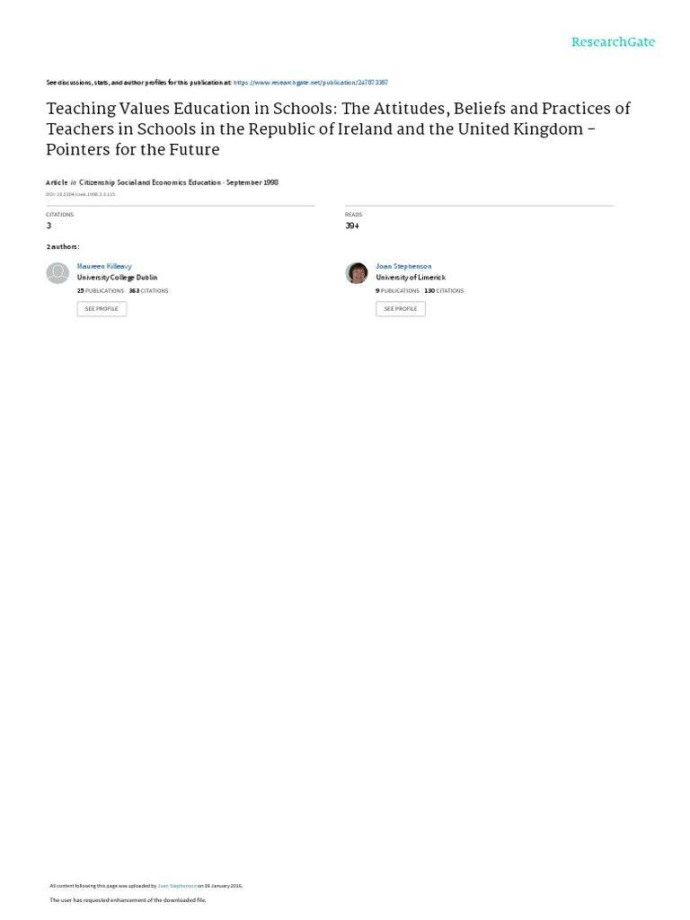 Teaching - Values - Education - in Schools: The Attitudes | PDF ...