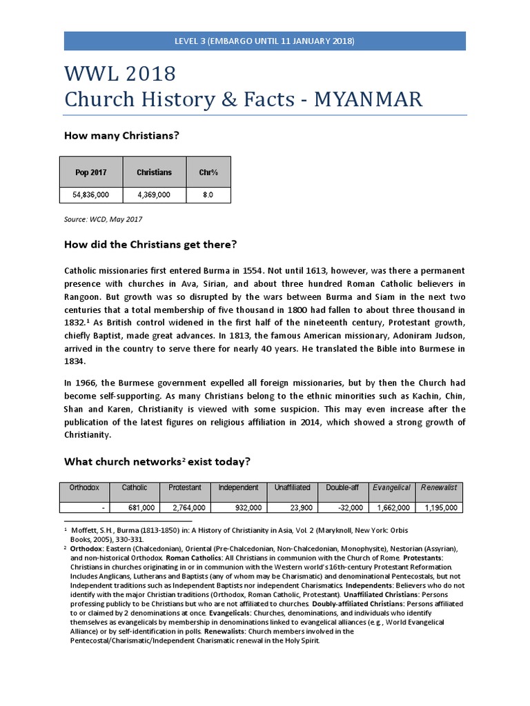 Myanmar Church Facts and History | PDF | Christian Church | Christian ...