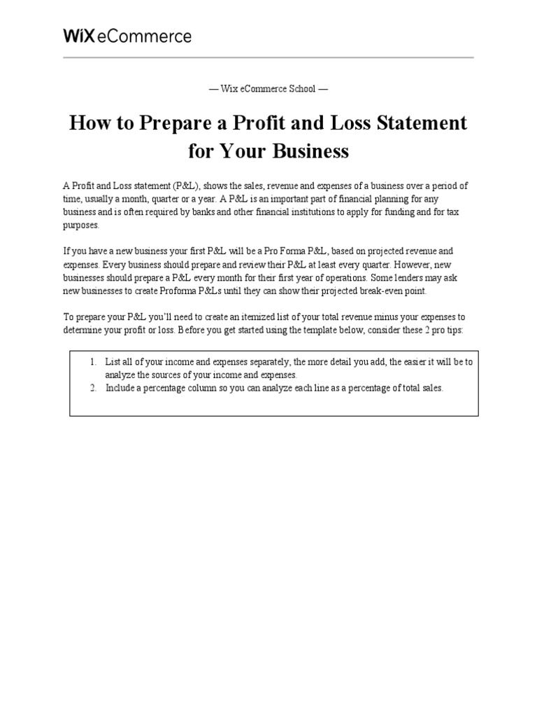How To Create A P&L Statement | PDF | Finance & Money Management