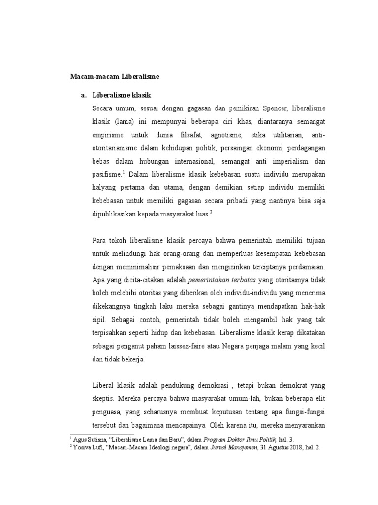 Macam-Macam Liberalisme dan Contohnya | PDF
