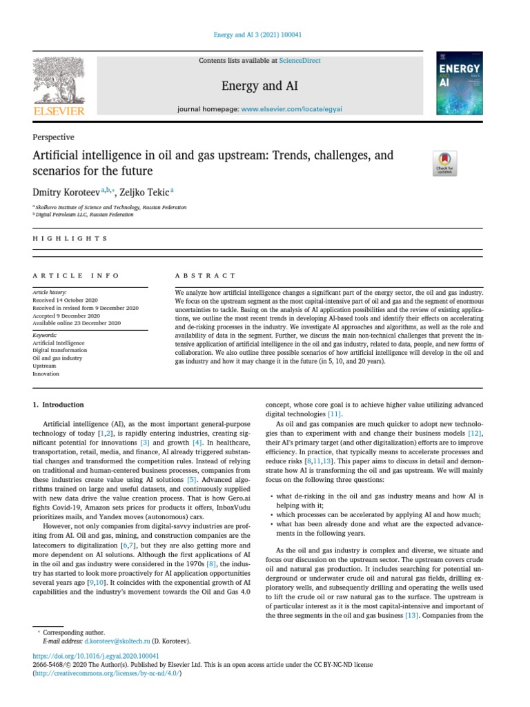Artificial Intelligence in Oil and Gas Upstream | PDF | Artificial ...