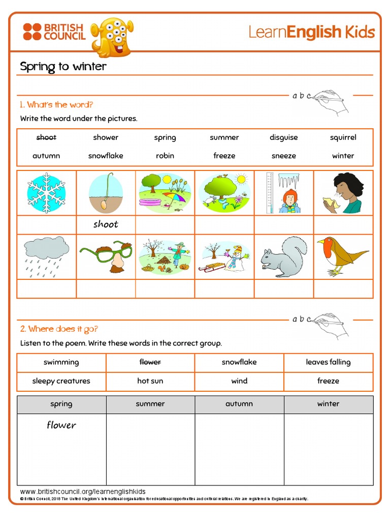 Poems Spring To Winter Worksheet | PDF