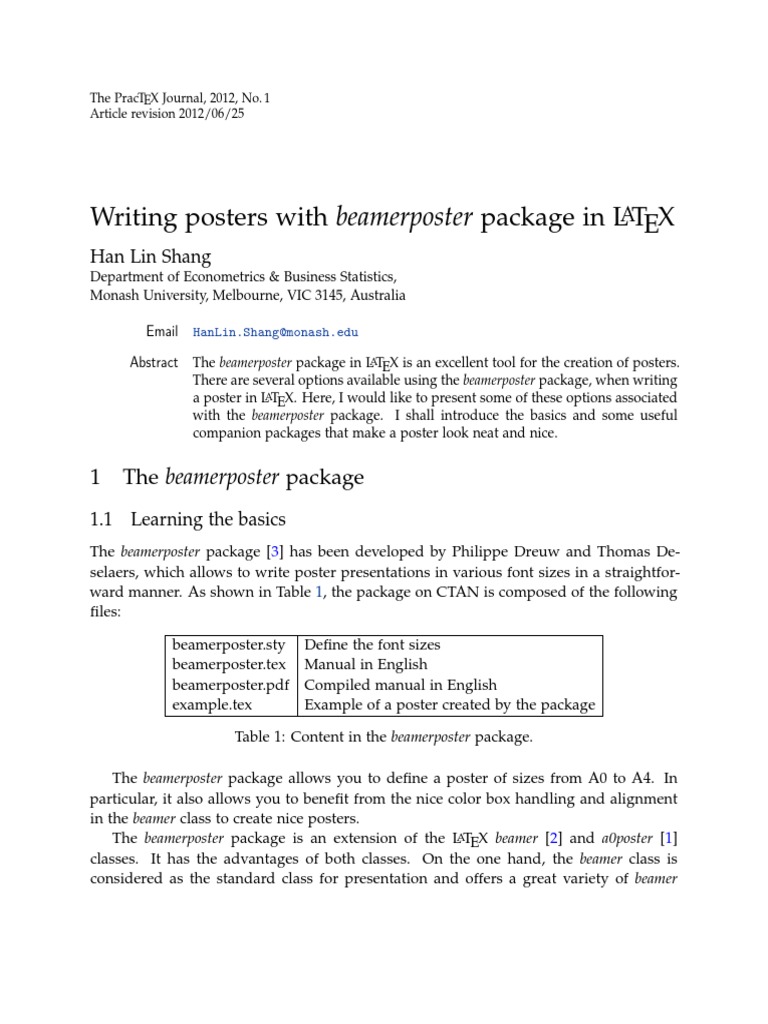 Writing posters with beamerposter package in LATEX | PDF | Regression ...