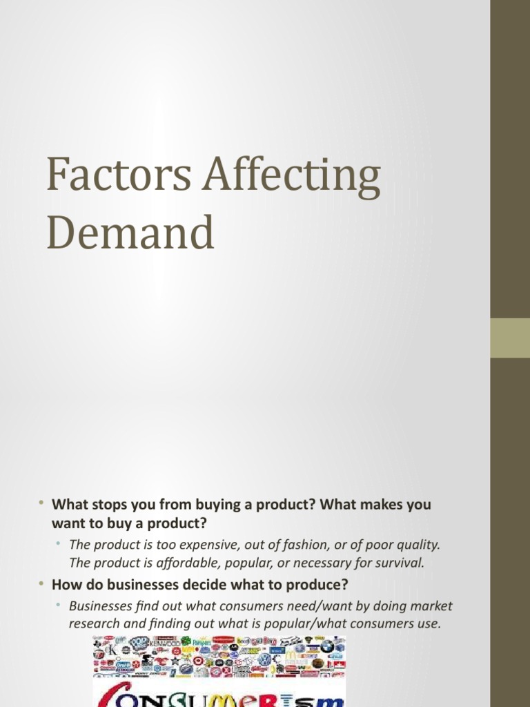 Factors Affecting Demand | PDF | Demand | Demand Curve