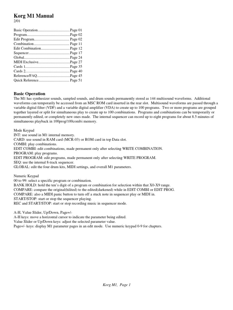 M1 Manual | PDF