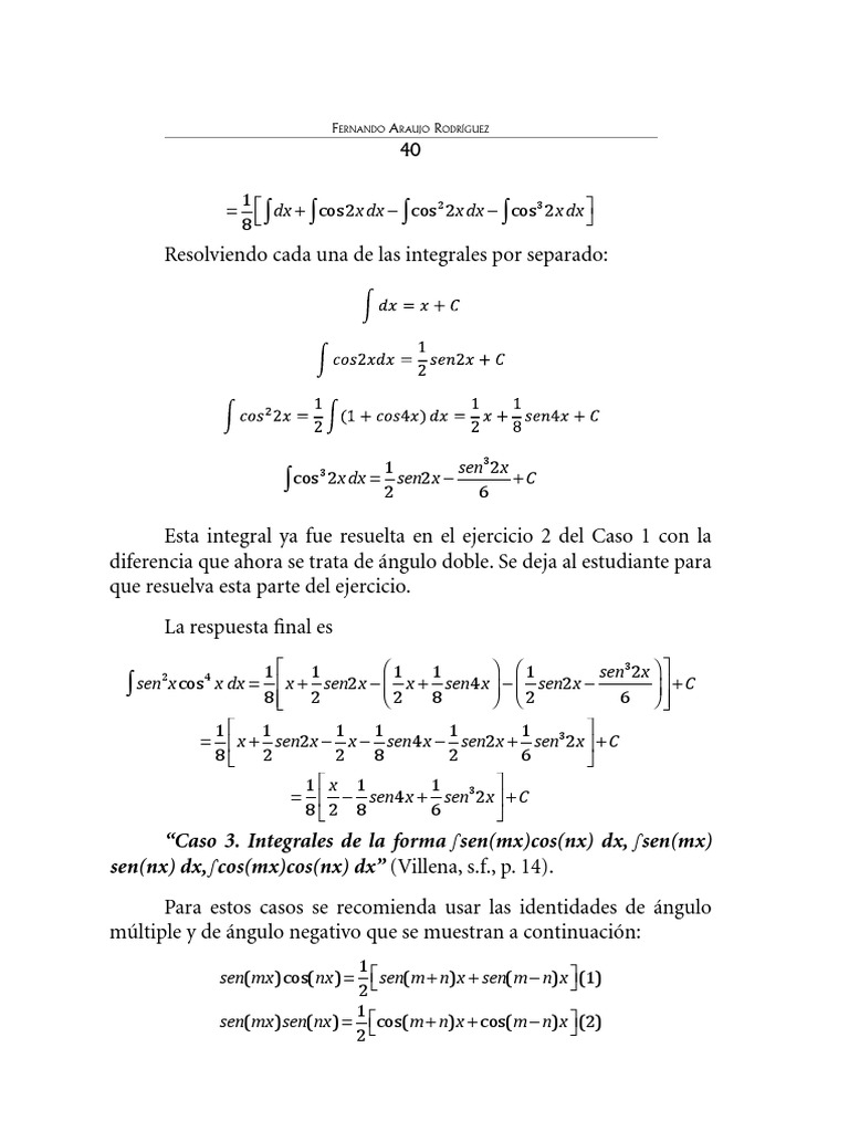 Cálculo Integral: Técnicas y Ejercicios | PDF | Integral | Ecuaciones