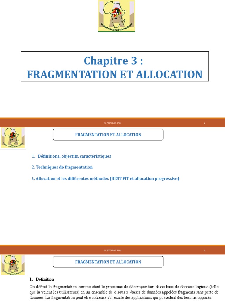 Chapitre 3 Fragmentation Et Allocation | PDF | Bases de données | Gestion des données