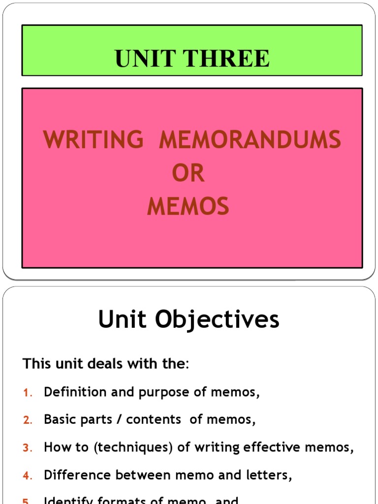 Unit 3 Memo Note | PDF | Memorandum | Printer (Computing)