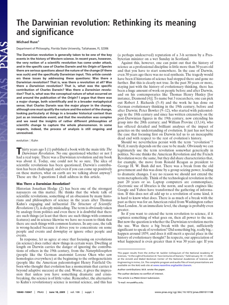 Darwinian Revolution-PNAS | PDF | Darwinism | Charles Darwin