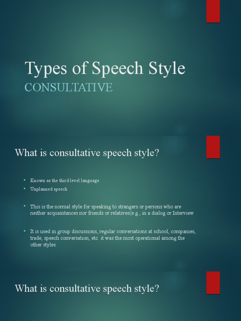 Types of Speech Style | PDF