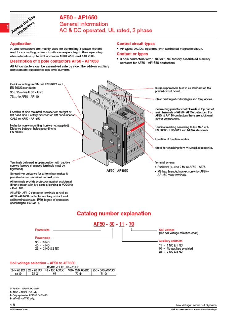 General Information AC & DC Operated, UL Rated, 3 Phase: AF50 - AF1650 ...