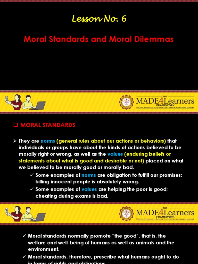 Understanding Moral Standards and Dilemmas | PDF | Morality | Psychology