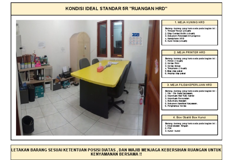 Kondisi Ideal Standar 5R Ruangan HRD | PDF