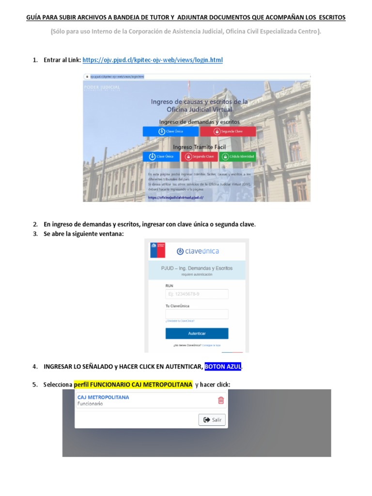 Guía para Subir Archivos A Bandeja de Tutor y Adjuntar Documentos Que Acompañan Los Escritos ...