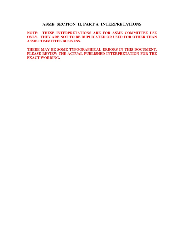 Asme Section Ii, Part A Interpretations | PDF