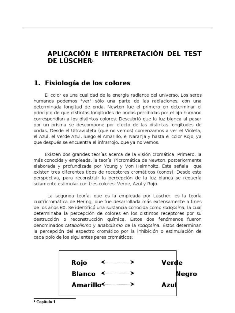 Luscher Fisiología Colores | PDF | Percepción visual | Color