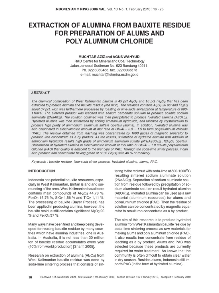 Extraction of Alumina From Bauxite Residue | PDF | Aluminium | Sodium ...