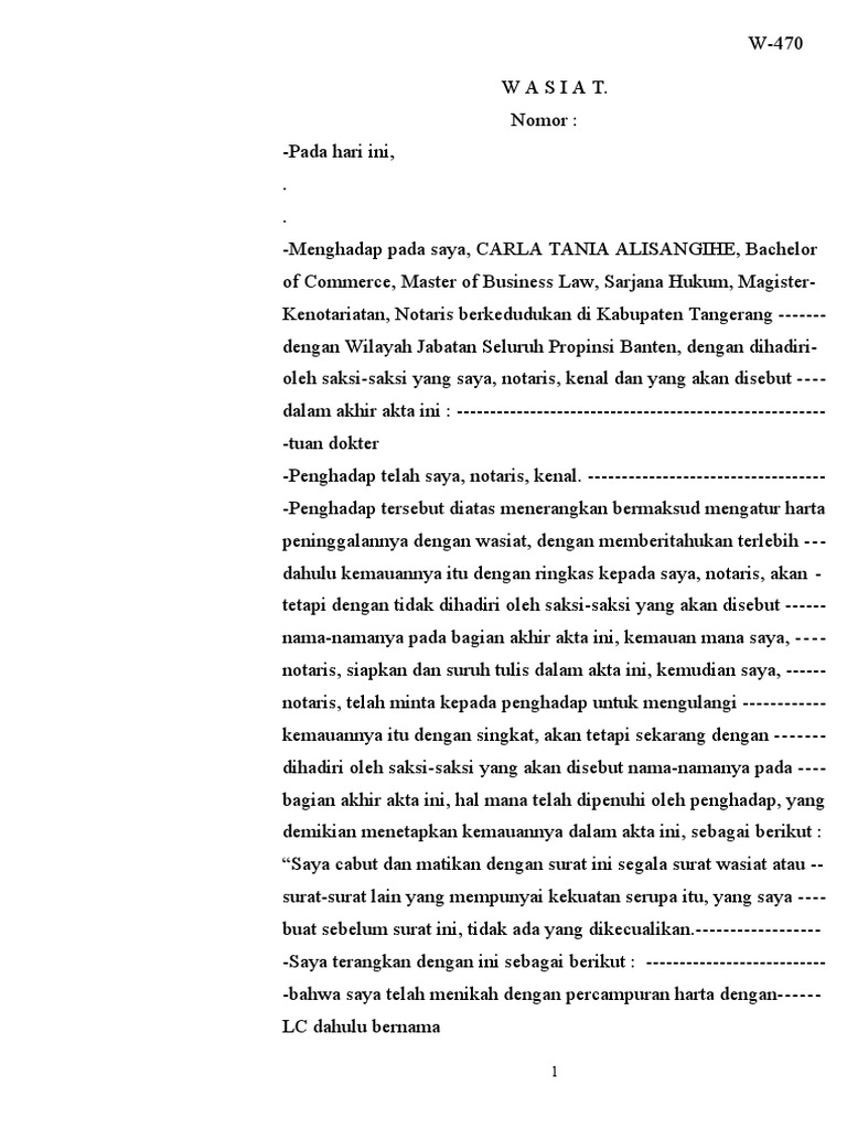 Contoh Wasiat | PDF
