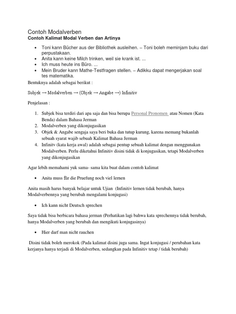 Materi Bahasa Jerman Modalverben | PDF