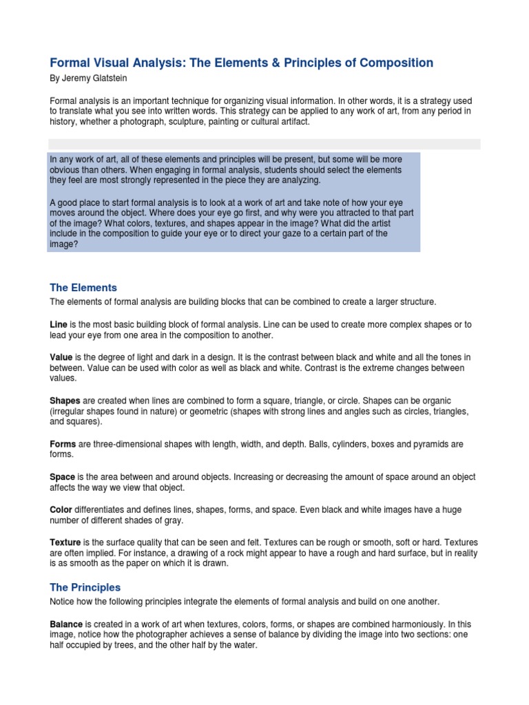 Formal Visual Analysis: The Elements & Principles of Composition | PDF ...