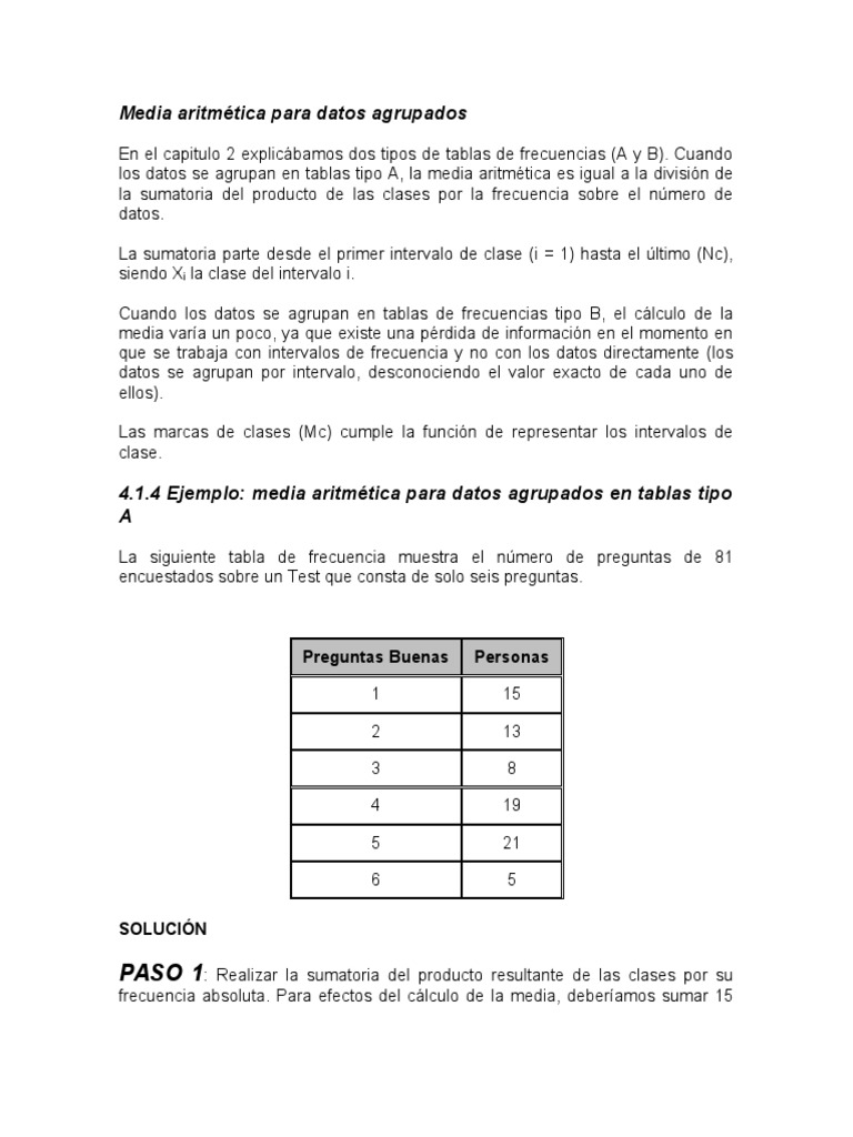 Media Aritmética para Datos Agrupados | PDF | Matemáticas | Aritmética