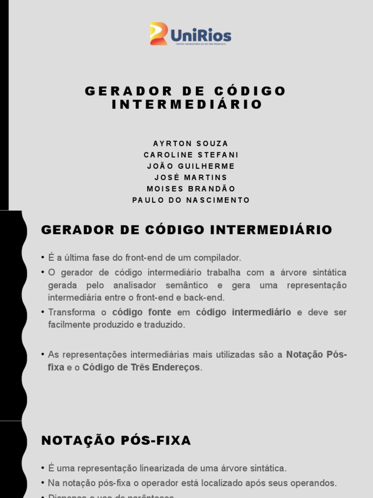 Gerador de Código Intermediário | PDF | Compilador | Engenharia da ...