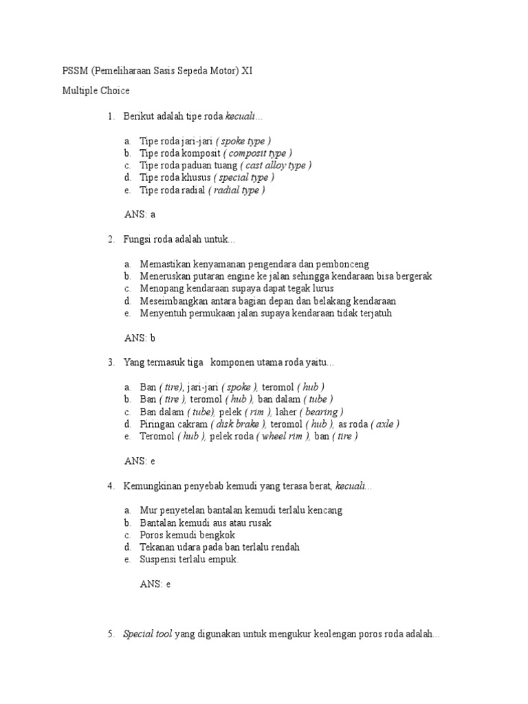 PSSM PTS Kelas Xi | PDF