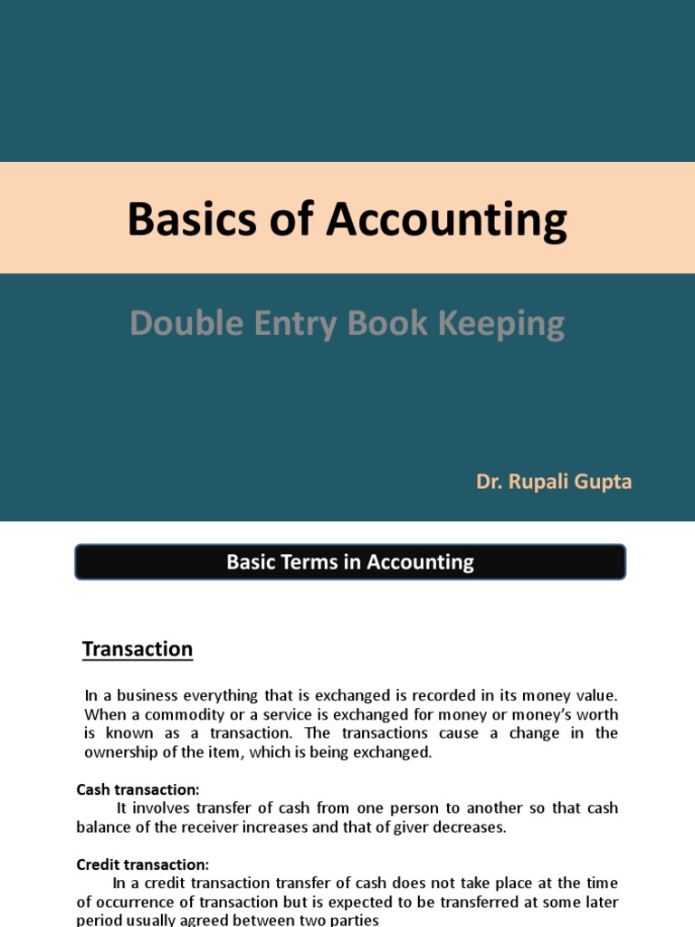 Basics of Accounting 3 Double Entry Book Keeping Rules | PDF | Debits ...