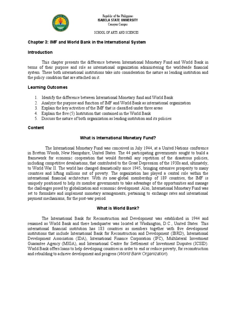 Lesson 3 IMF&World Bank | PDF | International Bank For Reconstruction ...