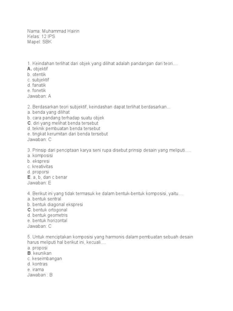 Soal SBK Xii | PDF | Griya & Taman