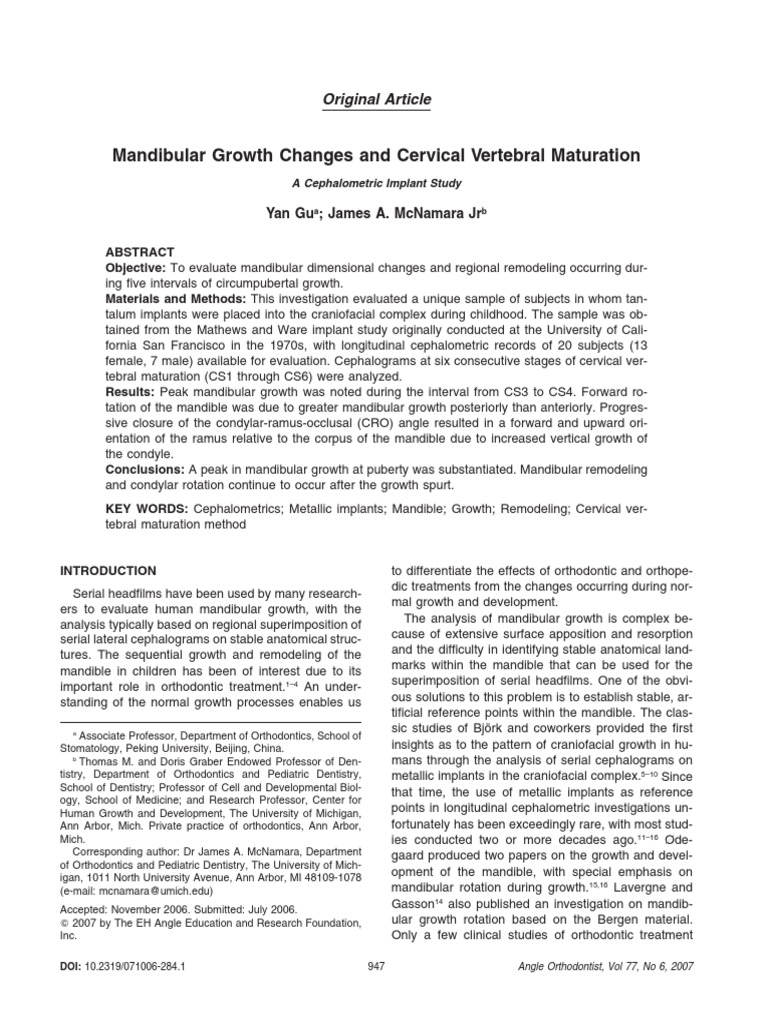 Angle Orthod. 2007 77 6 947-53 | PDF | Self-Improvement | Wellness