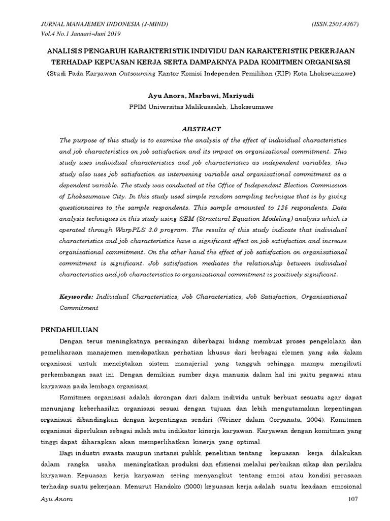 Analisis Pengaruh Karakteristik Individu Dan Karak | PDF