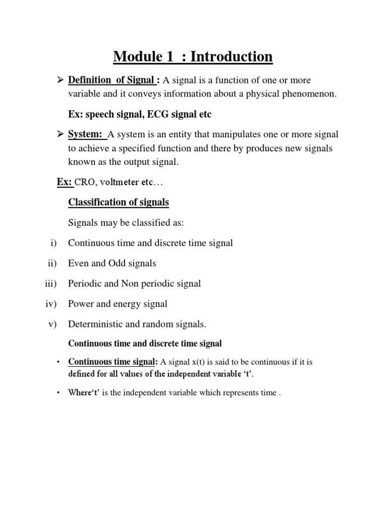 Signals Module 1 | PDF | Discrete Time And Continuous Time | Amplitude