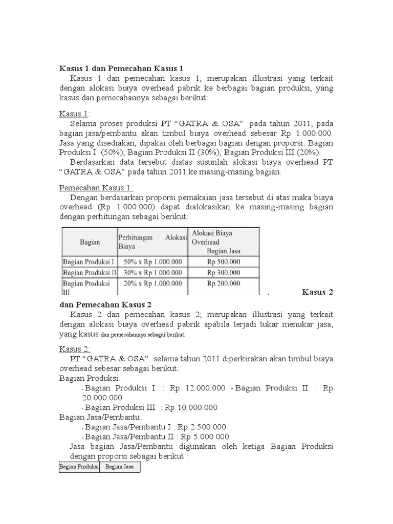 Contoh Kasus Overhead Pabrik | PDF